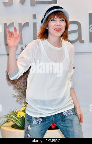 Singer Carly Rae Jepsen is seen doing an interview before performing ...