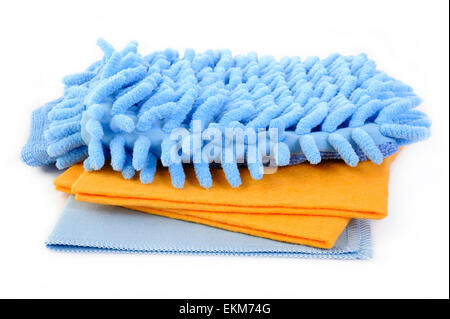 Microfiber cloth on a white background. View from above. Isolate ...