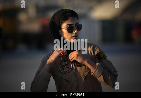 Kabul, Afghanistan. 12th Apr, 2015. Niloofar Rahmani sits inside a military plane at a military ...