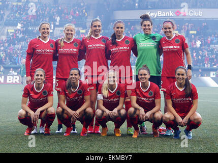April 12, 2015: Portland Thorns midfielder Alex Morgan (13) look on ...
