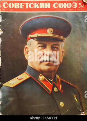 Portrait of Stalin on the cover of the magazine "Soviet Union" April ...