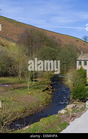 The River Dane a Staffordshire peak district river flows through it's ...