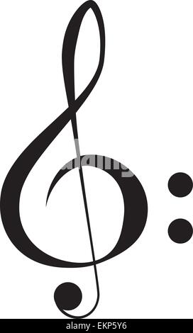 Treble clef musical key vector purple icon. Isolated on white ...