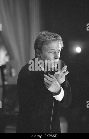 British pop singer Mike Sarne performing on stage at the Pop Prom at ...
