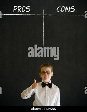 Businessman, student or teacher thinking pros and cons decision list ...