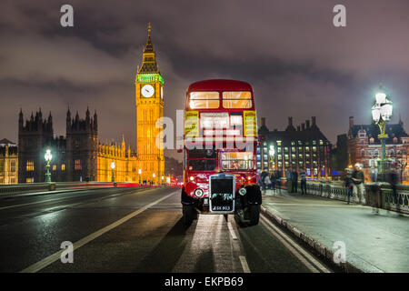 The iconic London RTL bus on Westminster Bridge Stock Photo - Alamy