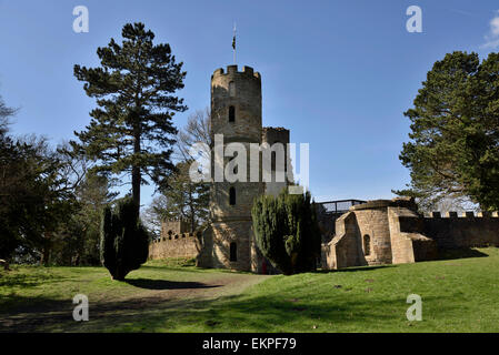 A castle battlement part of the garden folly Stock Photo - Alamy