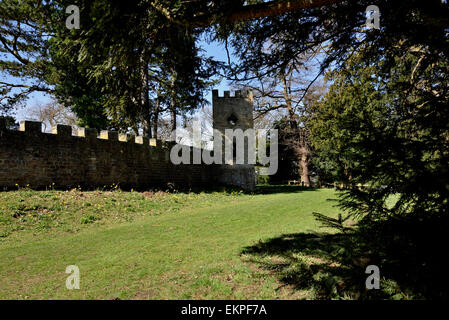 A castle battlement part of the garden folly Stock Photo - Alamy