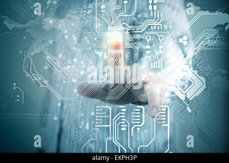 future technology. touch button inerface Stock Photo - Alamy
