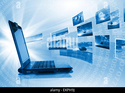 Collage with notebook Stock Photo - Alamy