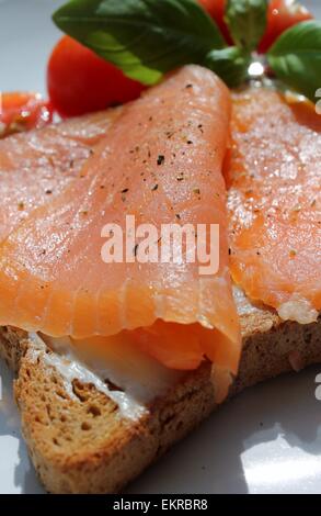 Norwegian Smoked Salmon Canapes with Cream Cheese Stock Photo - Alamy