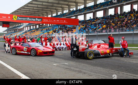 ISTANBUL, TURKEY - OCTOBER 26, 2014: Alessandro Vezzoni drives Ferrari ...