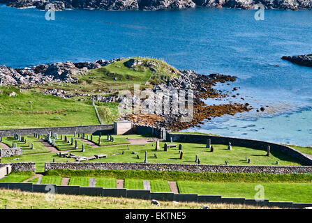 Looking down on the coastal cemetery at Scourie, on the edge of Scourie ...