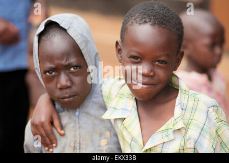 Portrait of two Uganda boys children near Masindi Uganda East Africa ...