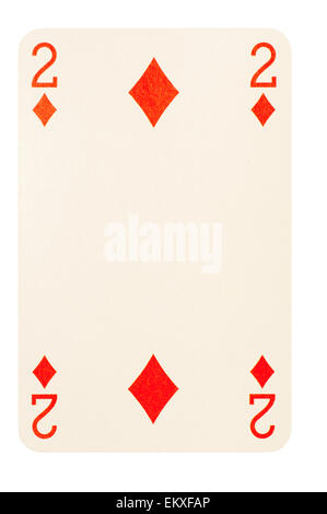 A 2 Two Deuce of Diamonds playing card with clipping path to remove ...