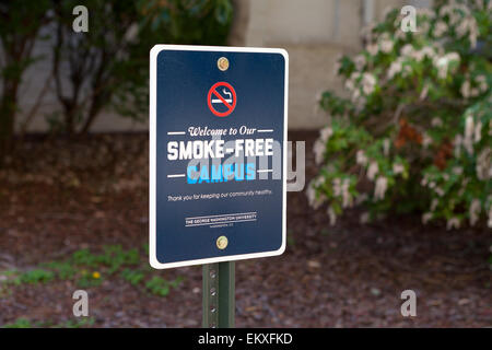 Smoke-free campus sign, George Washington University - Washington, DC ...