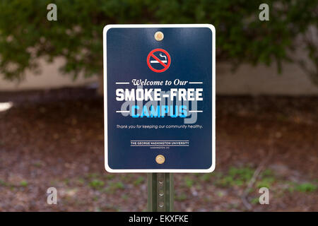 Smoke-free campus sign, George Washington University - Washington, DC ...