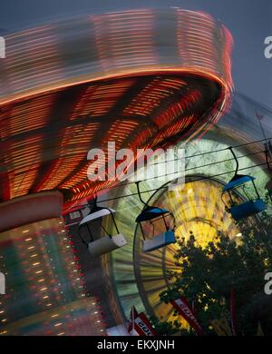Fairground rides at the Calgary Stampede; Calgary, Alberta, Canada ...