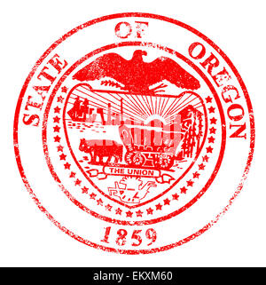 An illustration of the state of Oregon state seal over a white ...