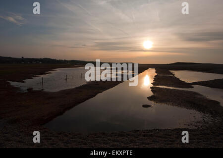 Salt marsh drainage ditch grazing marsh Nature reserve big sky Stock ...
