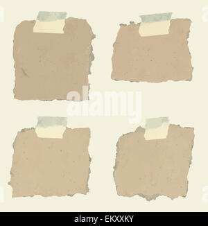 Torned vector brown note papers on white background Stock Photo - Alamy