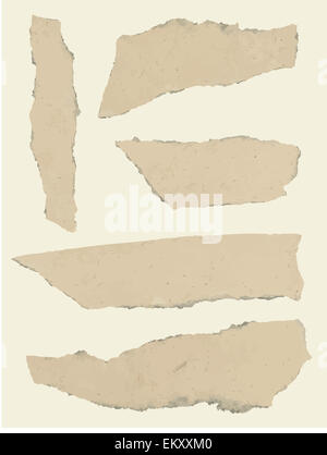 Torned vector brown note papers on white background Stock Photo - Alamy