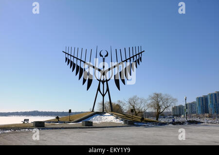 Ron Baird's Spirit Catcher sculpture on the edge of Lake Simcoe in ...