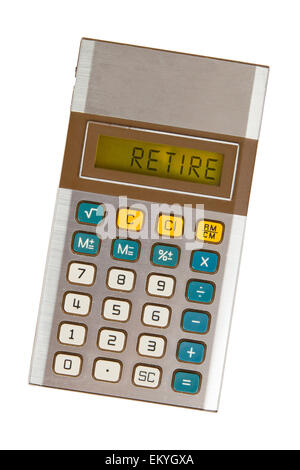 Retire word on calculator display. Retirement career business concept ...