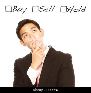 Buy Hold Sell - Business man showing sign. Business, technology ...