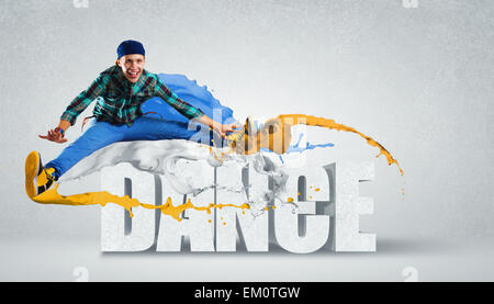 Modern style female dancer jumping and posing. Illustration Stock Photo ...