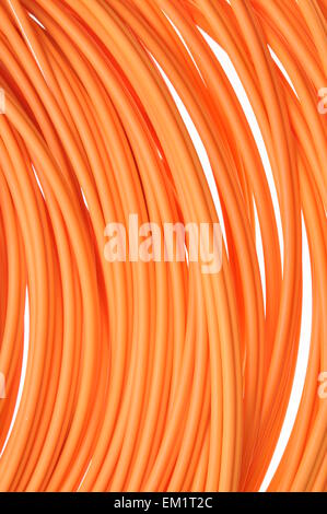 Orange fibre or fiber optic cables at garden for excavation ...