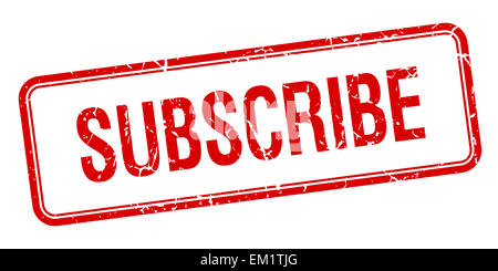 subscribe now red square grungy vintage isolated stamp Stock Photo - Alamy