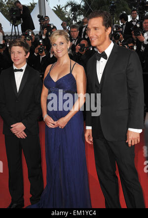 Reese Witherspoon, Matthew McConaughey and Jacob Lofland at the "Mud" Premiere during the 65th ...