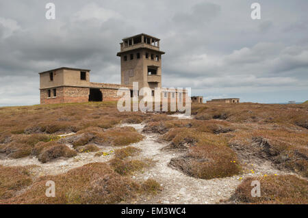 Wartime signal station at Stanger Head, Isle of Flotta, Orkney Stock ...