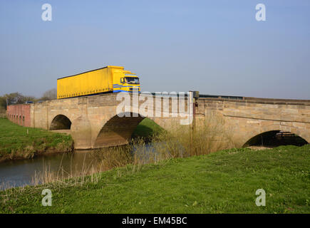 lorry crossing the river Derwent over grade II listed bridge Bubwith ...