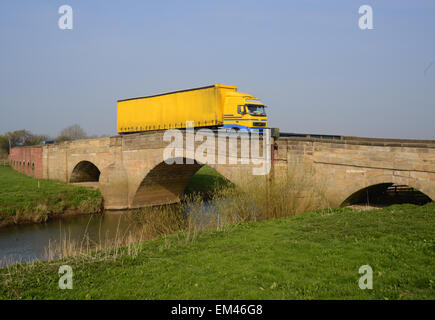 lorry crossing the river Derwent over grade II listed bridge Bubwith ...