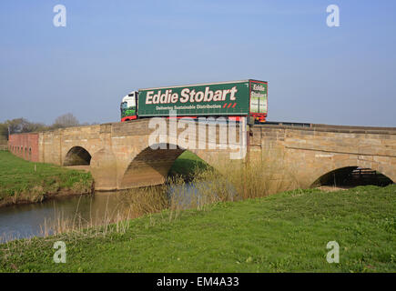 lorry crossing the river Derwent over grade II listed bridge Bubwith ...