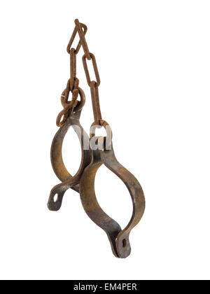 Old rusty handcuffs isolated on white Stock Photo - Alamy