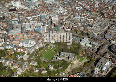 aerial view of Nottingham city centre, Nottingham Town Hall Stock Photo ...