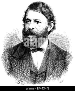 Historic drawing, portrait of Joseph Joachim Raff, 1822 - 1882, a ...