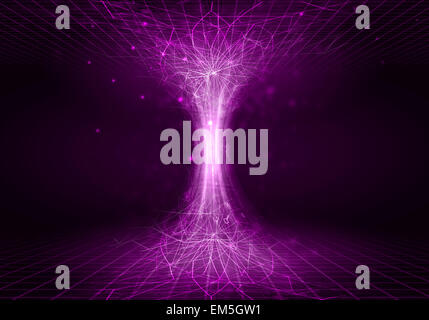 Purple digital funnel against dark background. Technology concept Stock ...