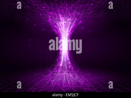 Purple digital funnel against dark background. Technology concept Stock ...
