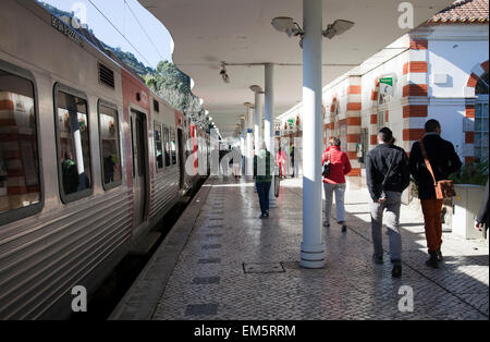 Sintra Station Platform with Passengers - Sintra, Portugal Stock Photo ...