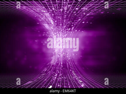 Purple digital funnel against dark background. Technology concept Stock ...