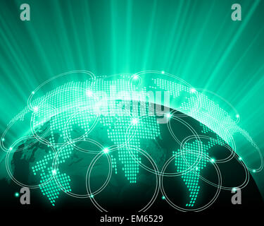 Green vivid image of globe. Globalization concept Stock Photo - Alamy