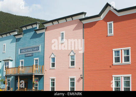 Colourful buildings in a row; Dawson City, Yukon, Canada Stock Photo ...