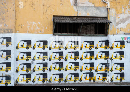 Tuk Tuks painted on a wall in Fort Kochi, Kerala India Stock Photo - Alamy