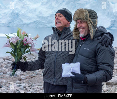 Kevin Raber marries his fiancee Debbie, Neko Harbour, Antarctica Stock ...