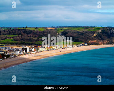 View from seafront at Seaton East Devon Stock Photo - Alamy