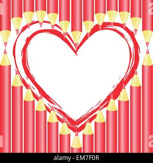 heart frame with color pencils, vector illustration Stock Vector Image ...